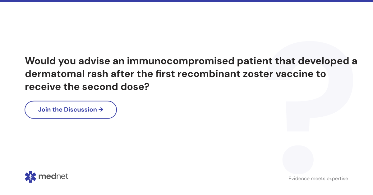 Would you advise an immunocompromised patient that developed a ...